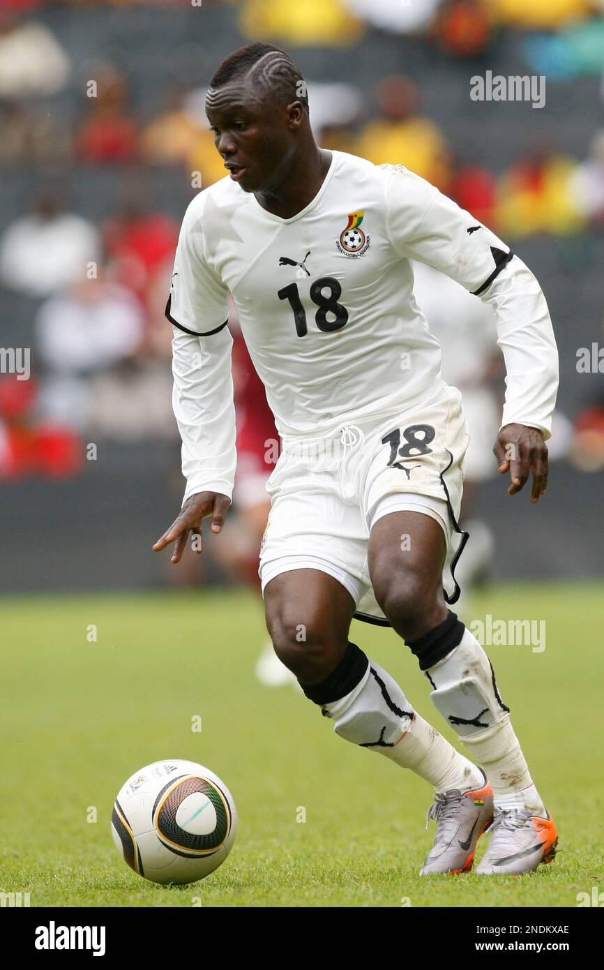 Ghana's Dominic Adiyiah plays against Latvia during their pre-World Cup ...