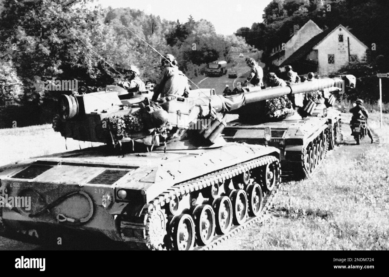 Austrian army tanks are in position at Leutschach near the Austrian ...