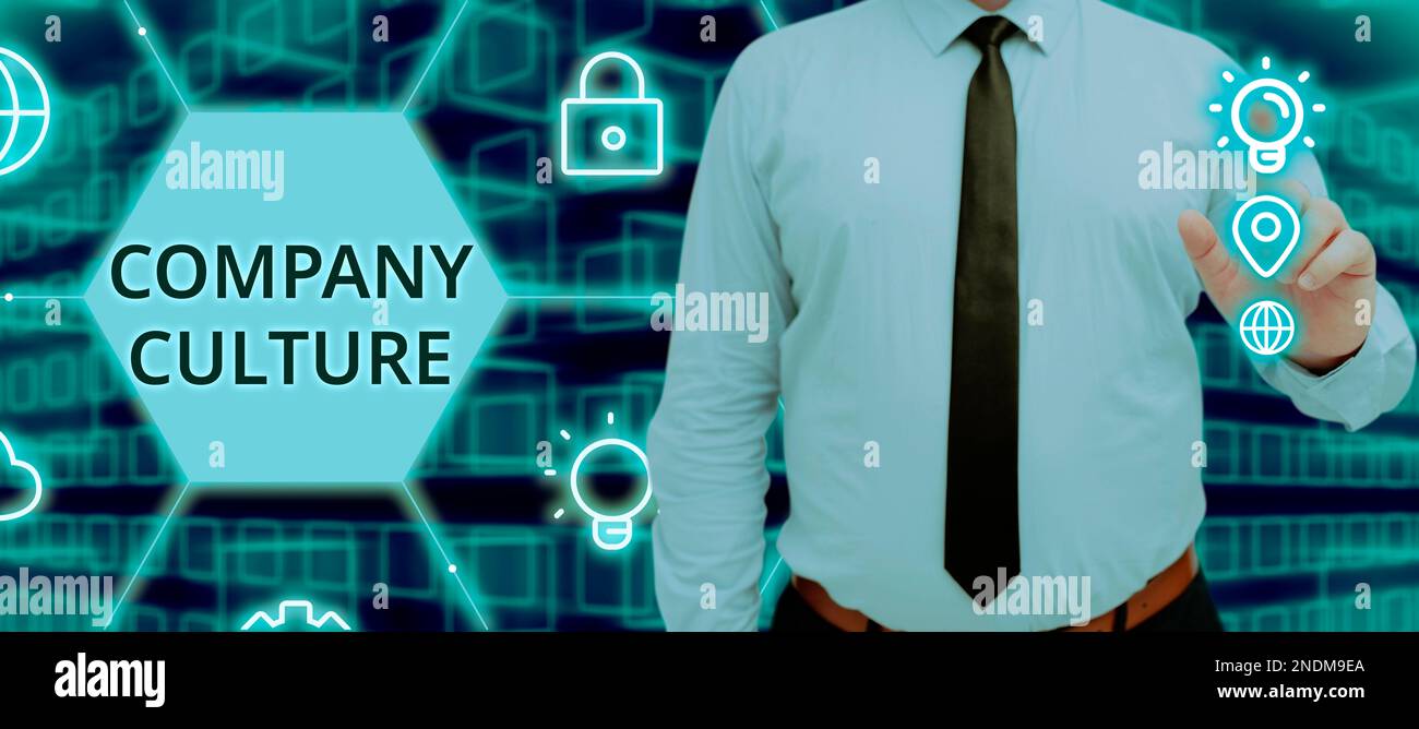 Text caption presenting Company Culture. Word Written on The ...