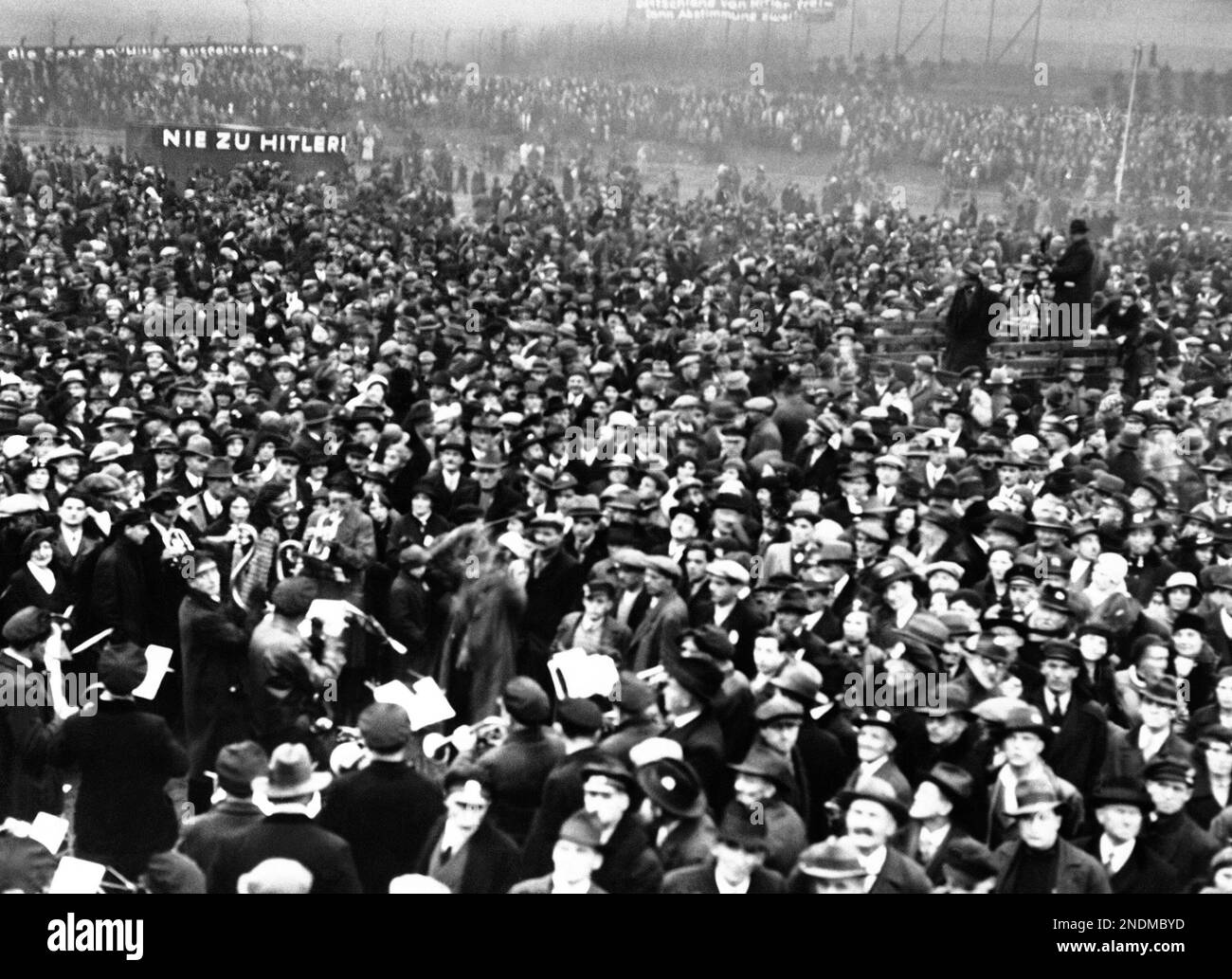 A view of the huge crowd at the Anti-Hitler meeting in the Saar on Jan ...