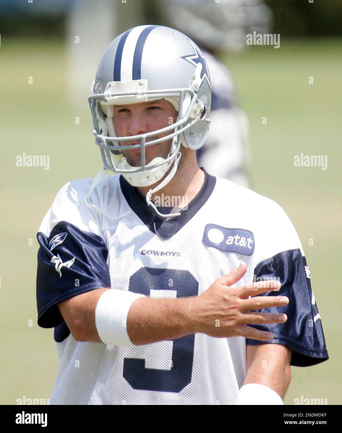 Dallas Cowboys quarterback Tony Romo (9) at OTA practice at the teams ...