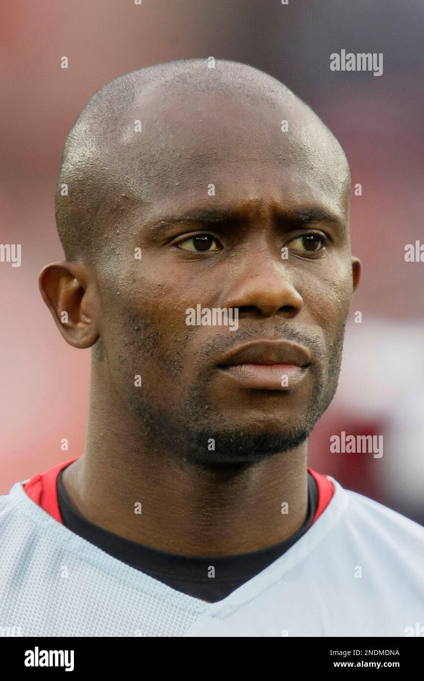 Matthew Amoah of Ghana is seen during the line up prior to the friendly ...
