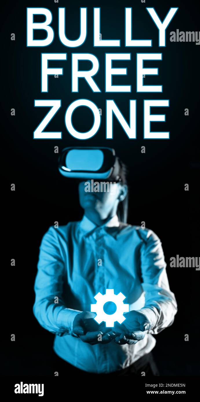 Conceptual caption Bully Free Zone. Word for Be respectful to other ...