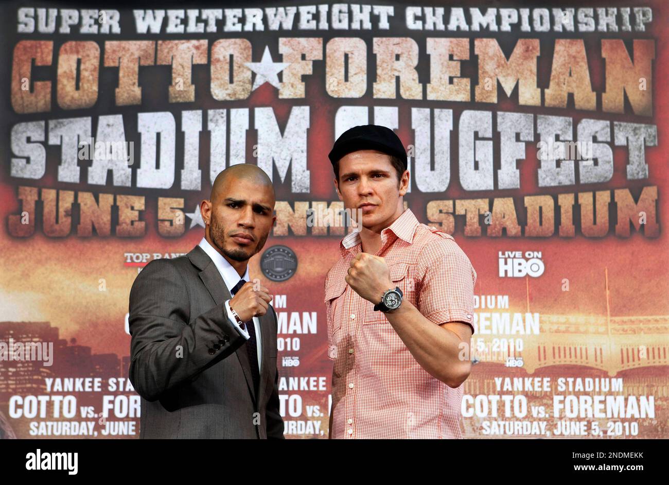 ** RETRANSMISSION FOR IMPROVED TONING ** Boxers Miguel Cotto, left, and ...