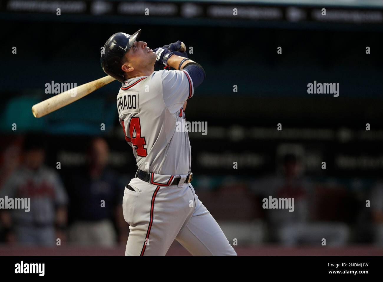Atlanta Braves' Martin Prado (14) bats during a baseball game against ...