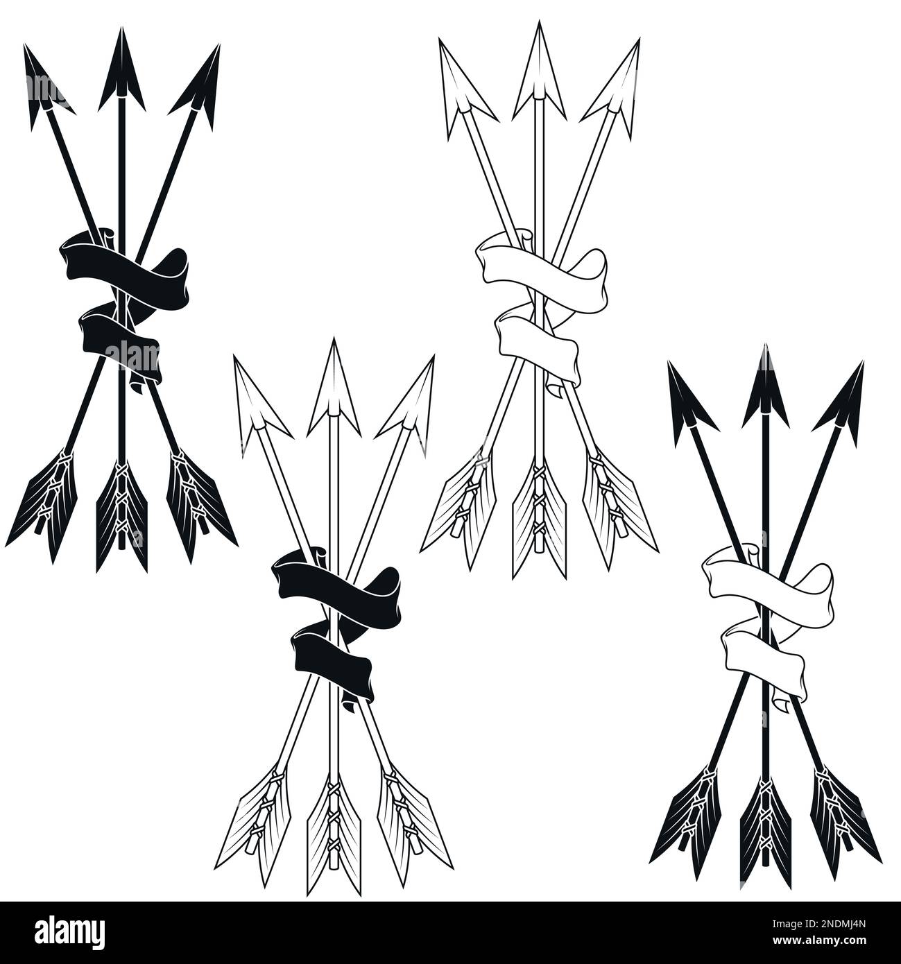 Vector Design of Three Arrows Wrapped in Ribbon, Arrows wrapped in ...