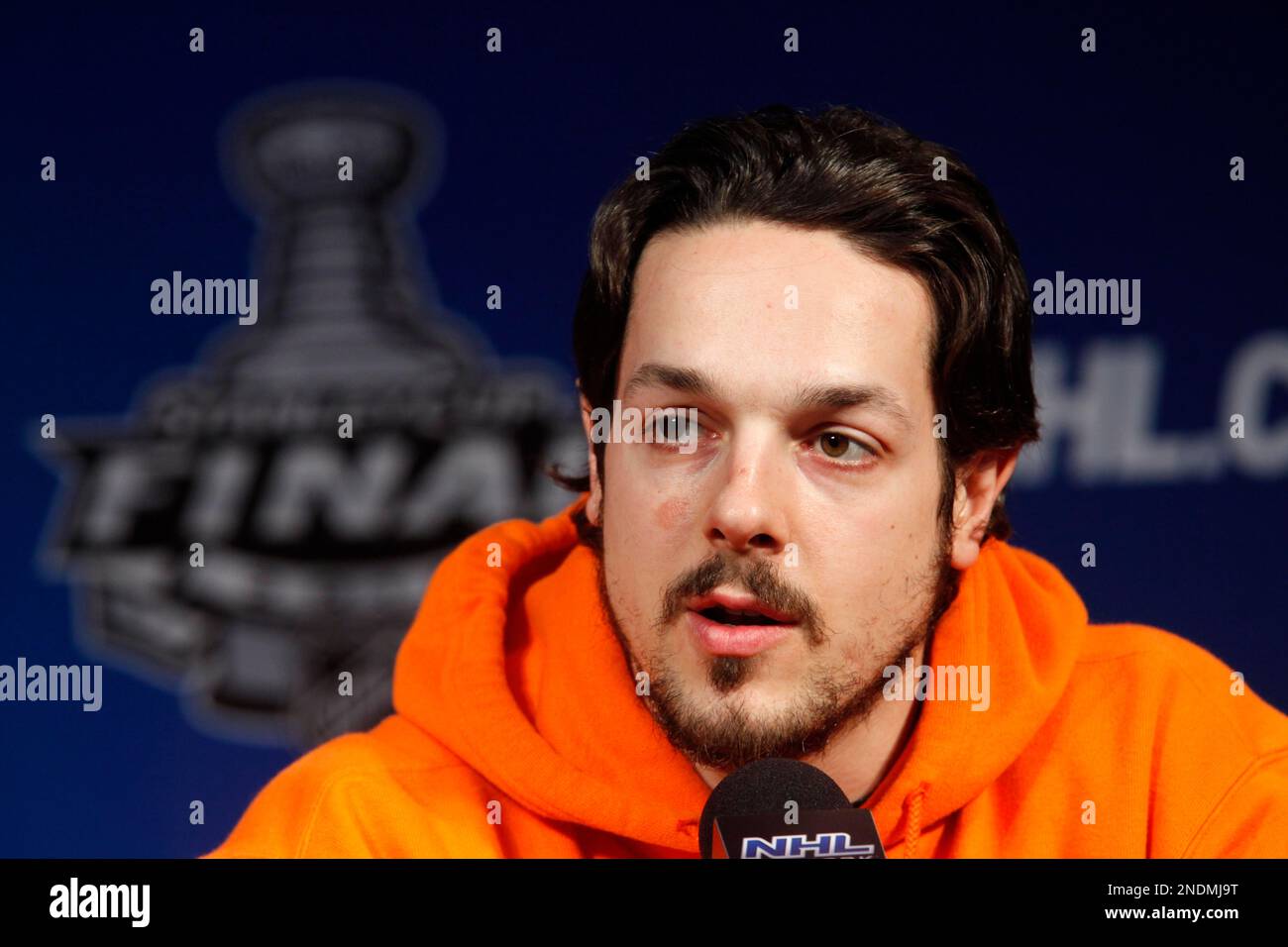 Philadelphia Flyers' Danny Briere makes remarks during a news ...