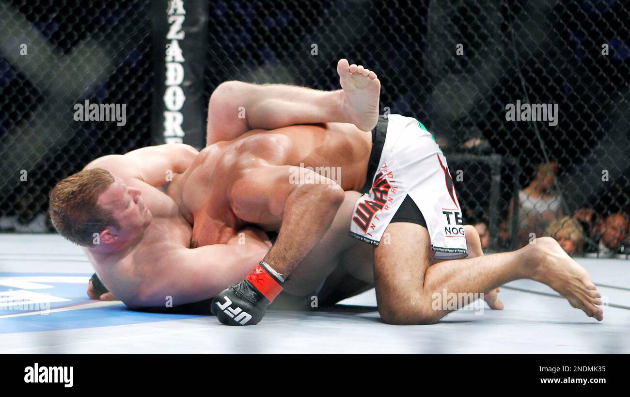 Antonio Rogerio Nogueira, top, fights Jason Brilz during the UFC light ...