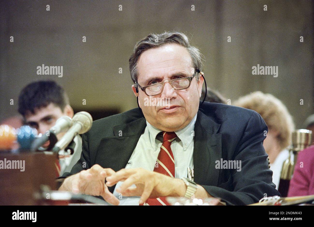 Federal Judge Stanley Sporkin speaks in Washington, D.C. in 1987. (AP ...