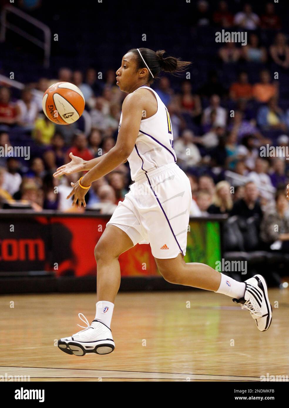 Phoenix Mercury guard Ketia Swanier dribbles against the Atlanta Dream ...