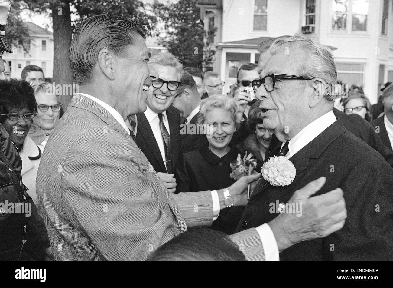 California Gov. Ronald Reagan was greeted by Illinois Sen. Everett ...