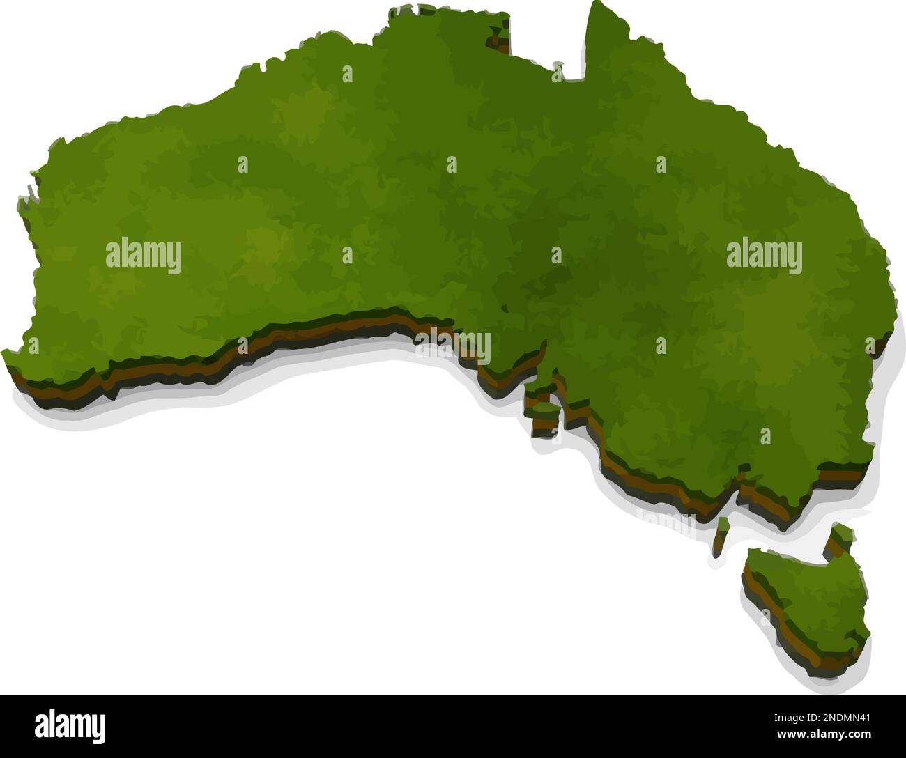 3D map of Australia with realistic brown soil and green land Stock ...