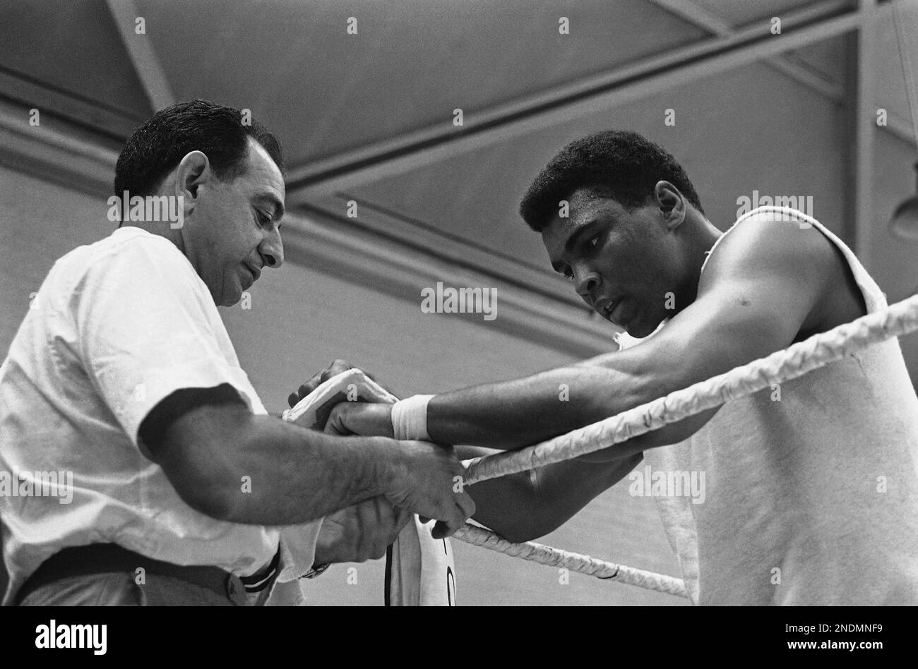 World heavyweight boxing champion Cassius Clay, (Muhammad Ali), looks ...
