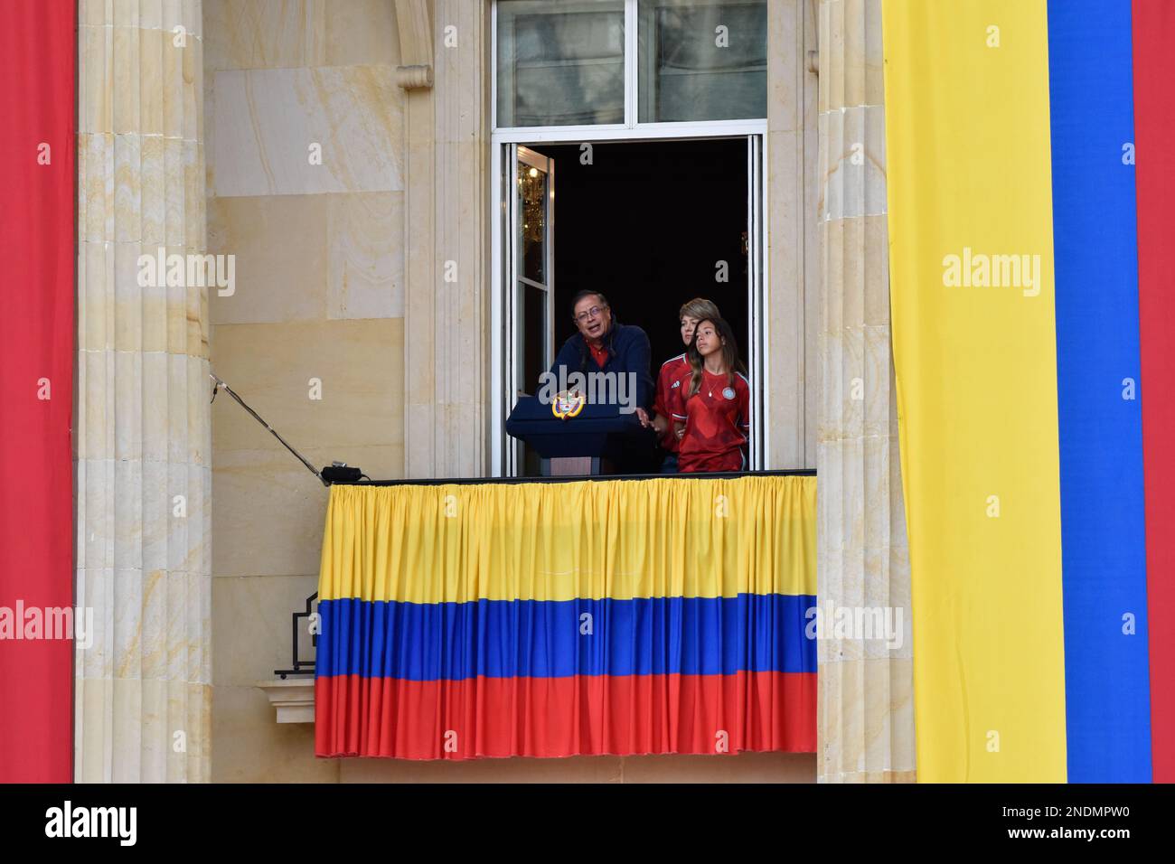 Colombian president Gustavo Petro speaks during a demonstration to ...