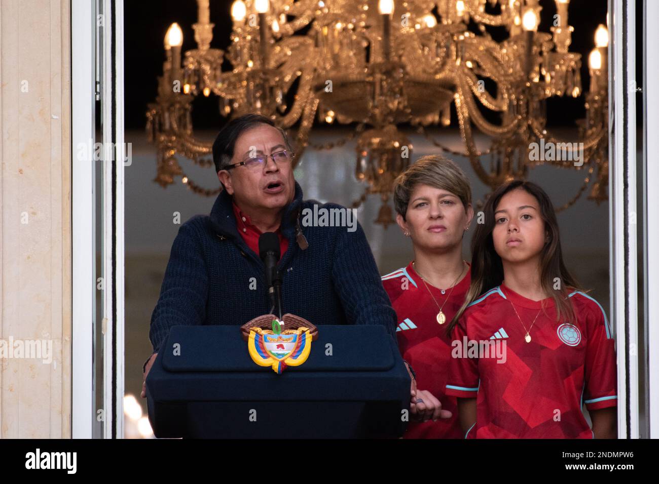 Colombian president Gustavo Petro speaks during a demonstration to ...