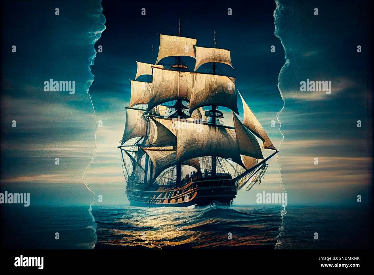 Vintage sailing ship silhouette hi-res stock photography and images - Alamy