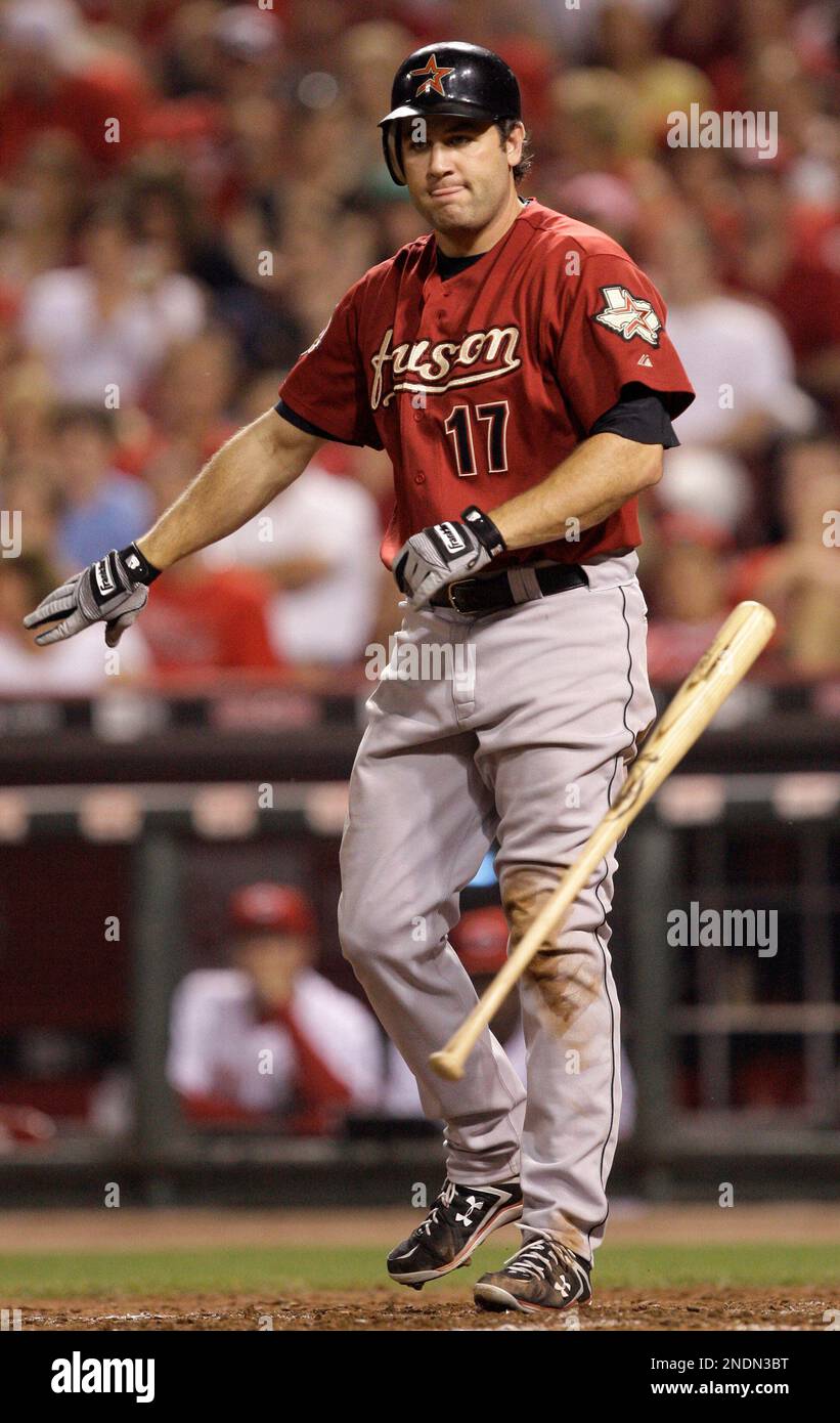 Houston Astros' Lance Berkman tosses his bat after being struck out by ...