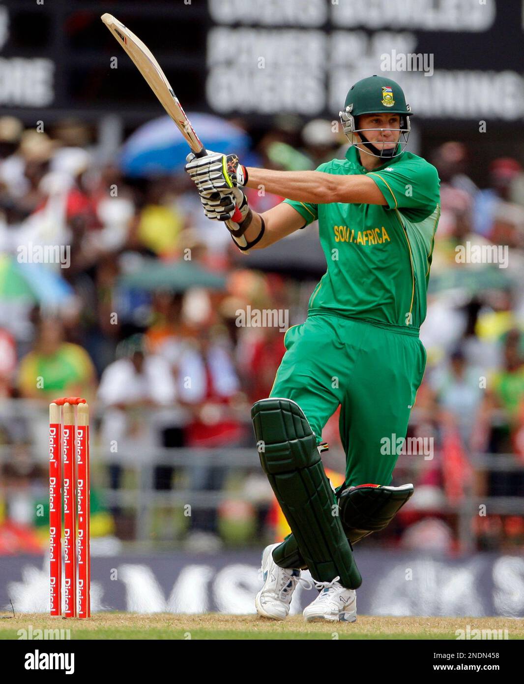 South Africa's Morne Morkel bats during the third One-Day International ...
