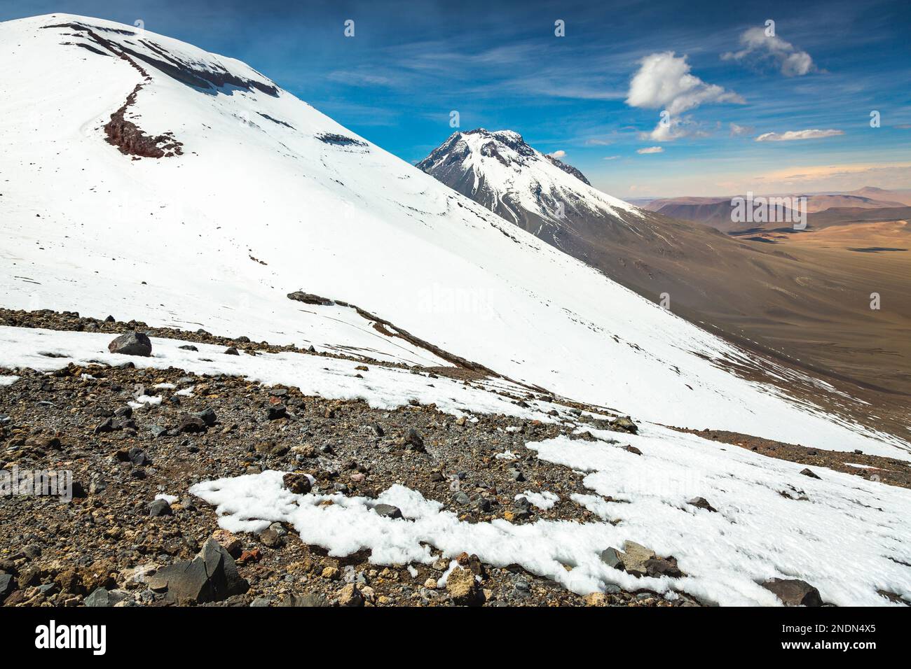 Lascar Volcano in Atacama Desert dramatic volcanic landscape at Sunset ...