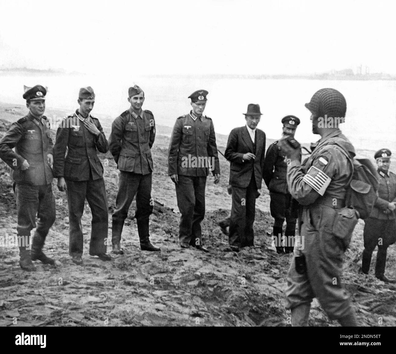 Six captured German fliers pose for Lt. Robert Longini in Fedala, Dec ...