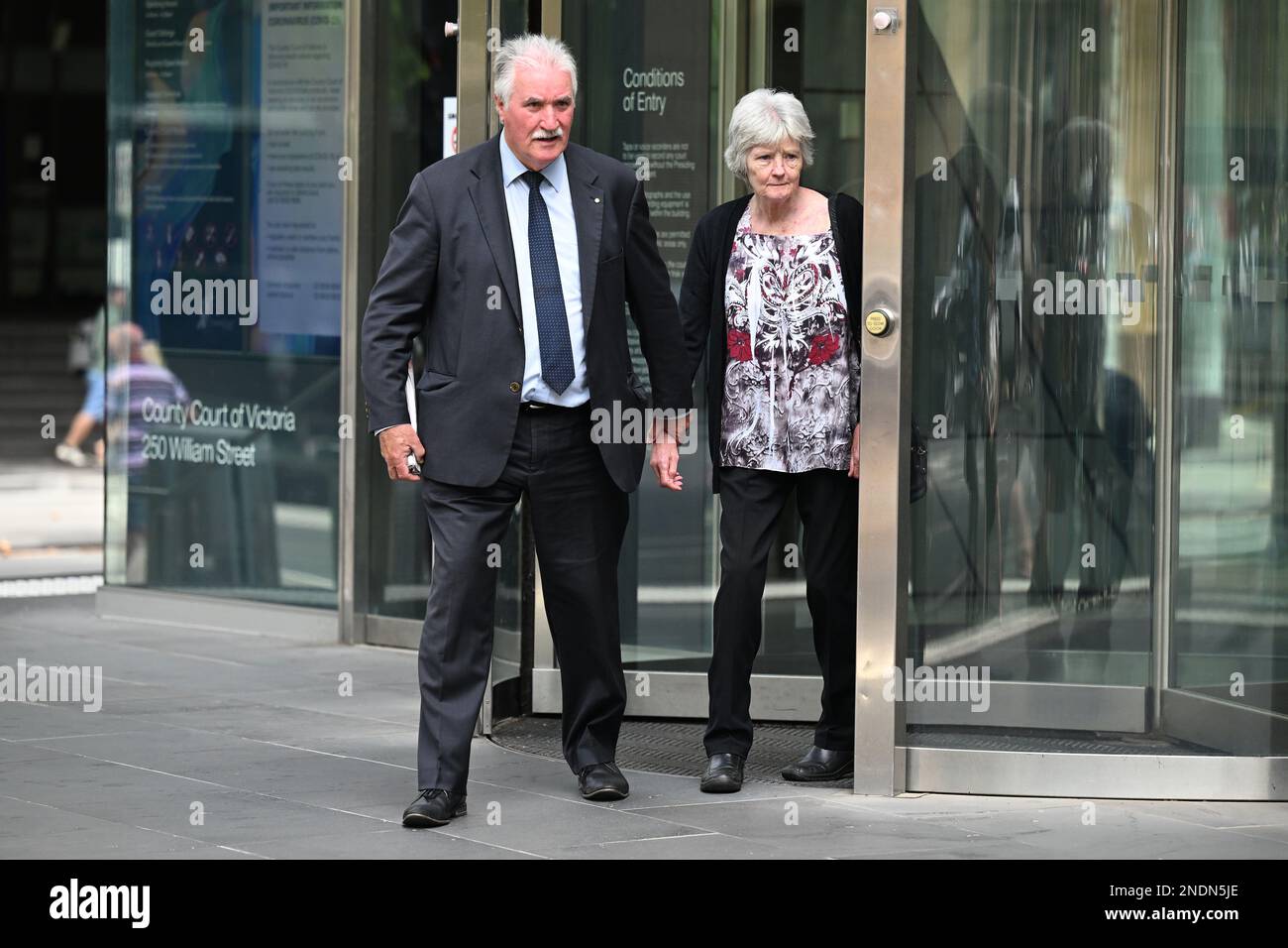 Frances Walshe (right) and solicitor Bernie Balmer (left) depart from ...