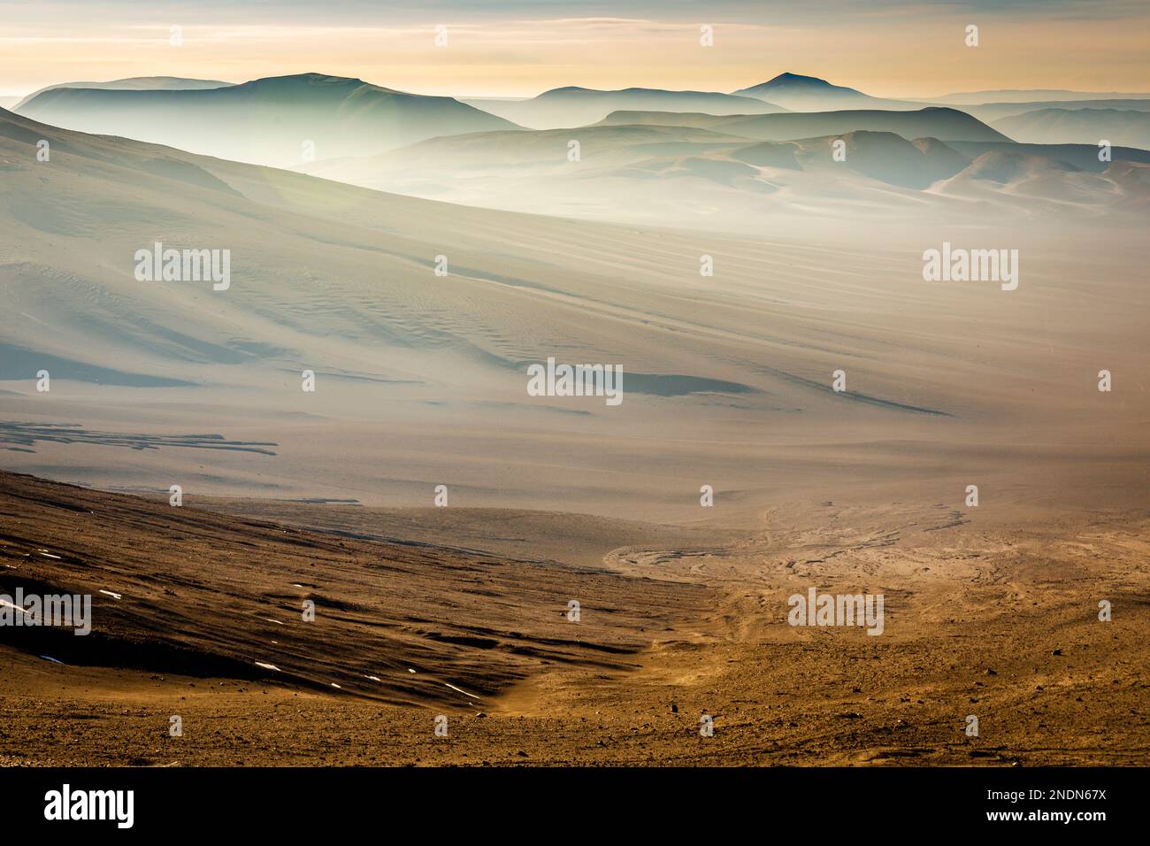Lascar Volcano in Atacama Desert dramatic volcanic landscape at Sunset ...