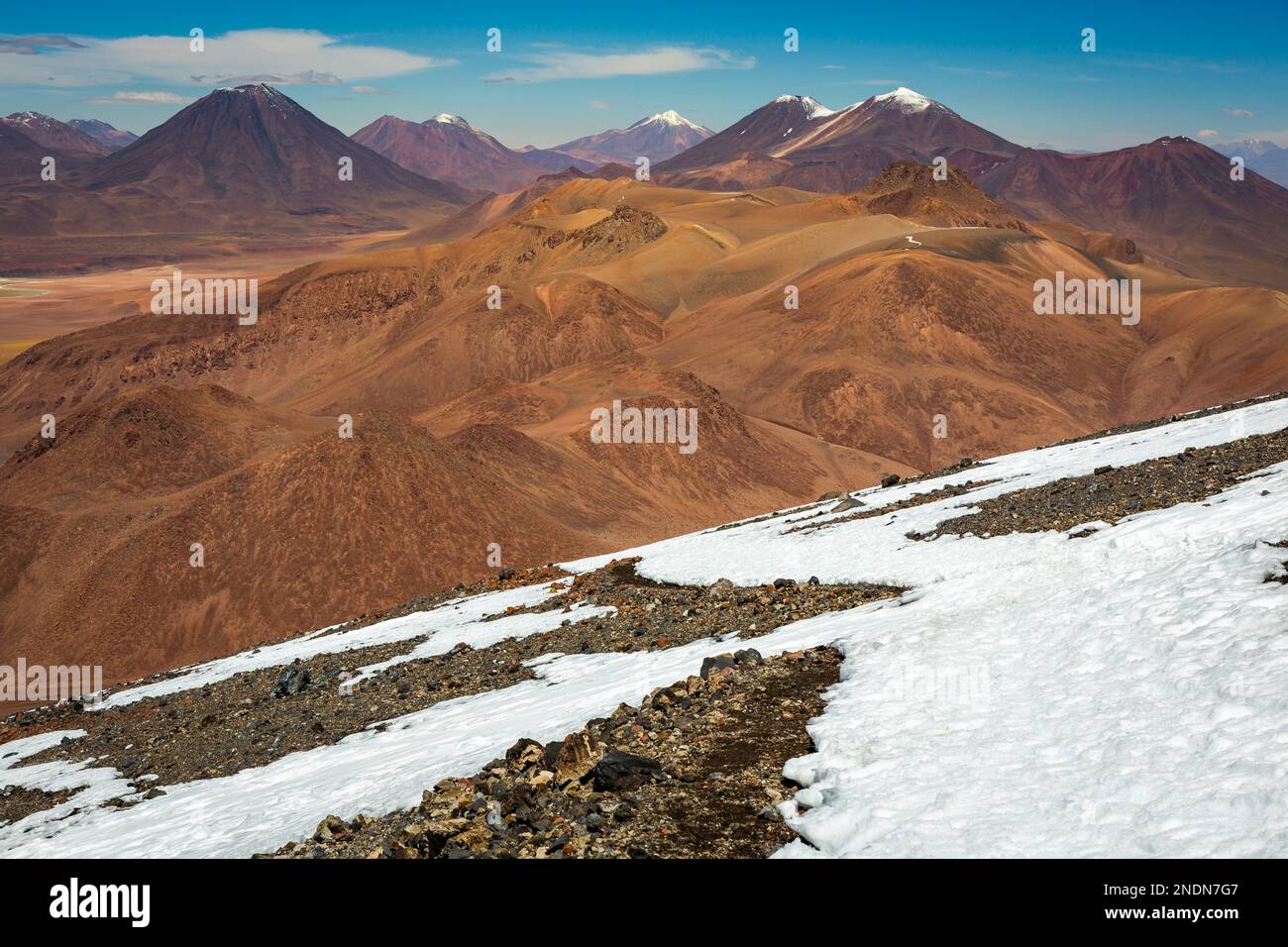 Lascar Volcano in Atacama Desert dramatic volcanic landscape at Sunset ...