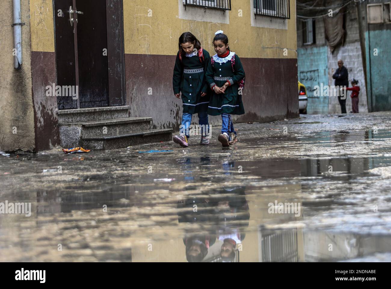 Gaza, Palestine. 15th Feb, 2023. Palestinian students return home ...