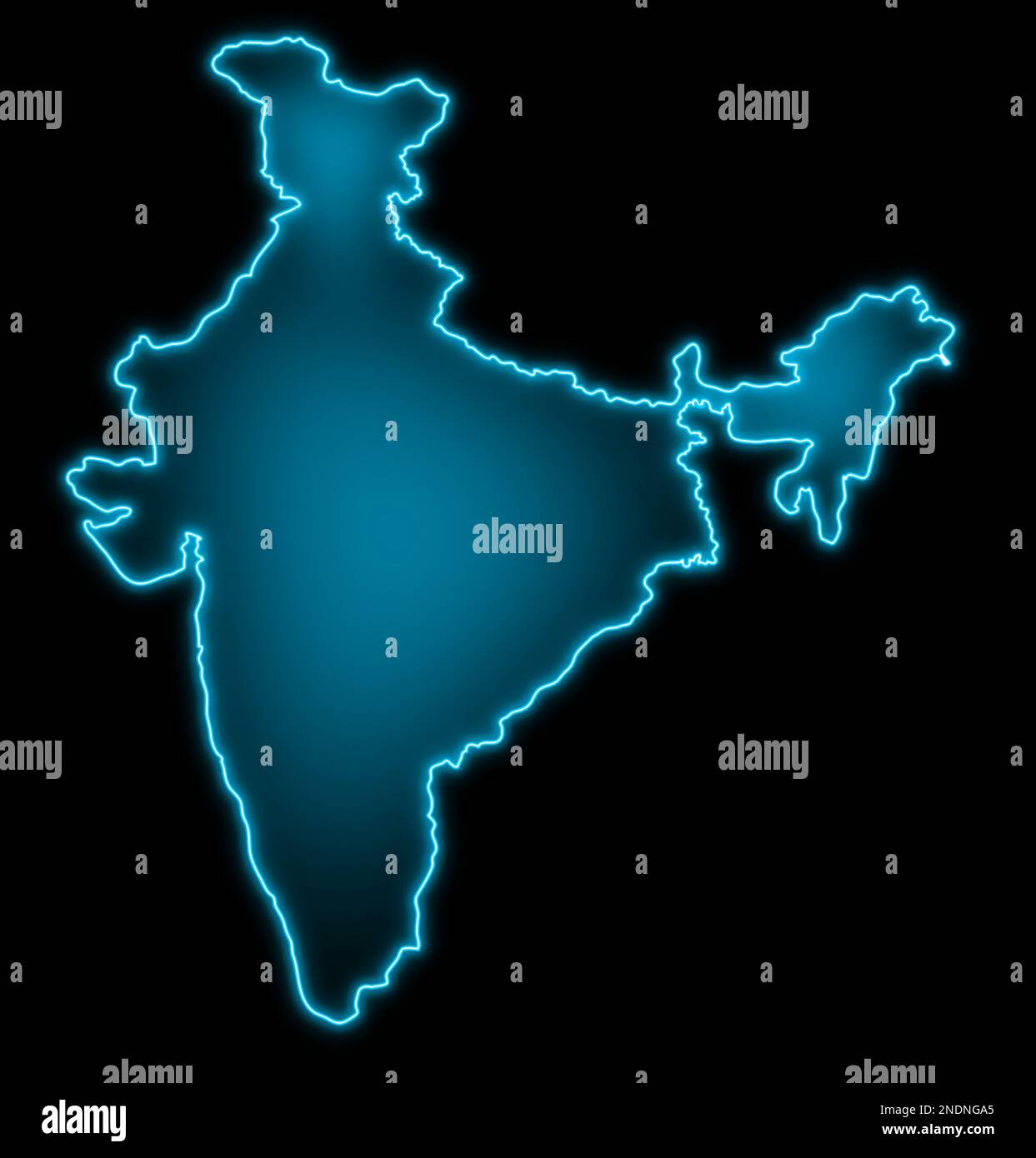 india map blue glow futuristic design Stock Photo - Alamy