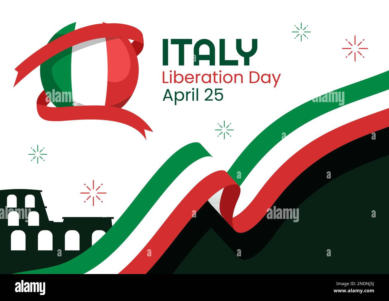 Italy Liberation Day Illustration with Holiday Celebrate on April 25 ...