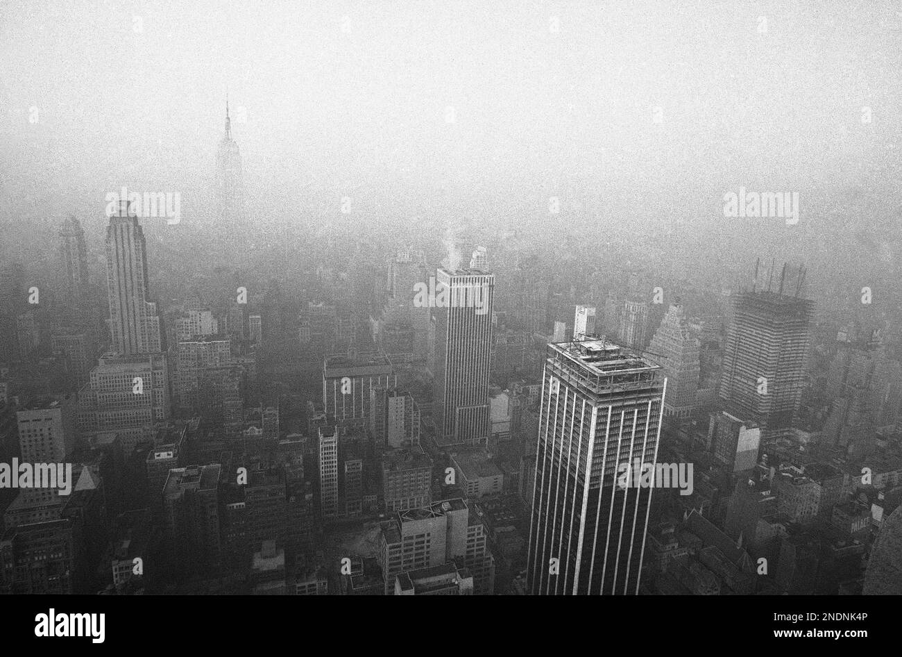 A heavy haze hangs over New York in this picture taken from the roof of ...