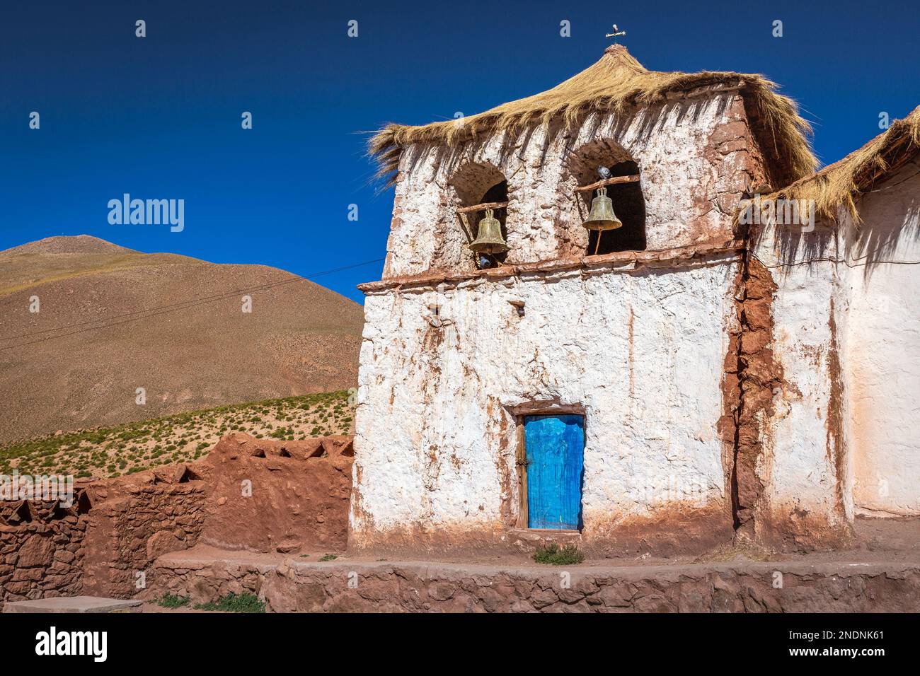 Chapel in El Tatio Machuca in Atacama desert altiplano at sunny day ...