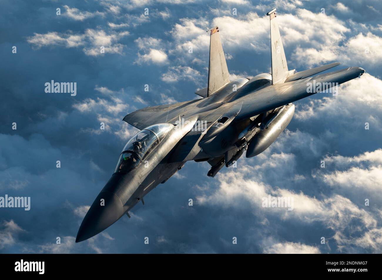 A U.S. Air Force F-15E Strike Eagle assigned to the 389th Expeditionary ...