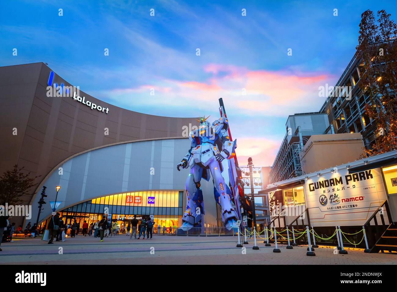 Fukuoka, Japan - Nov 20 2022: Full-size Mobile suit RX-93ffv (Nu) Gundam at the Gundam Park in ...