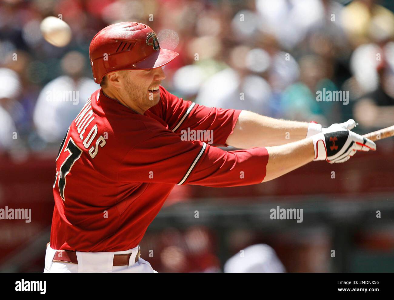 Arizona Diamondbacks' Mark Reynolds fouls of a pitch against the ...