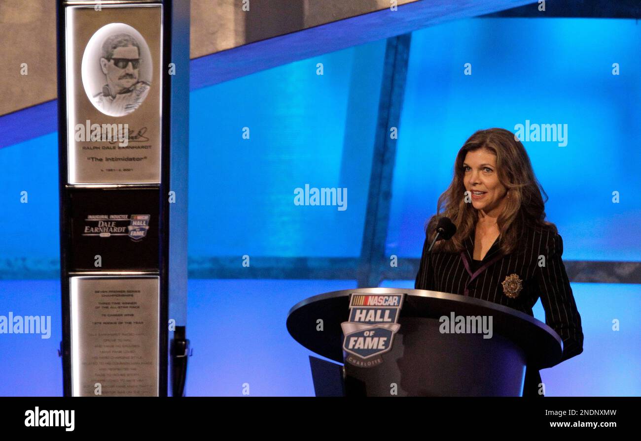 Teresa Earnhardt, widow of the Dale Earnhardt, speaks during Earnhardt ...