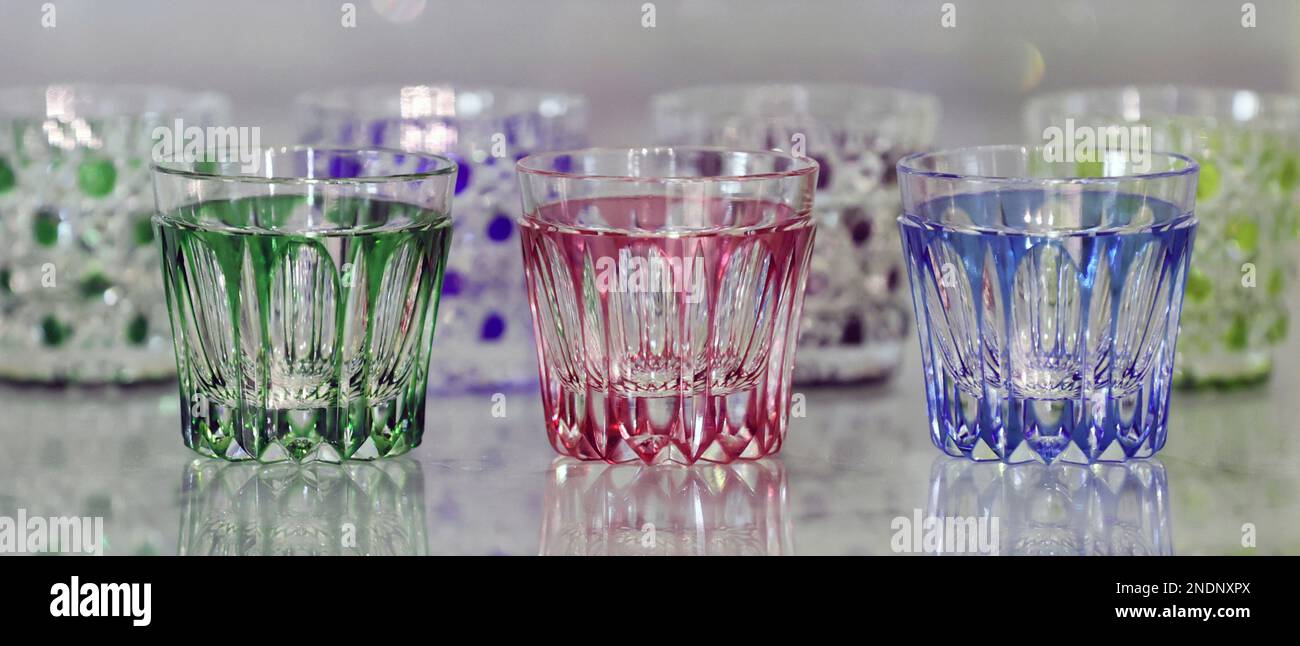 Glasses of Edo Kiriko are pictured at an Edo Kiriko shop Horiguchi ...
