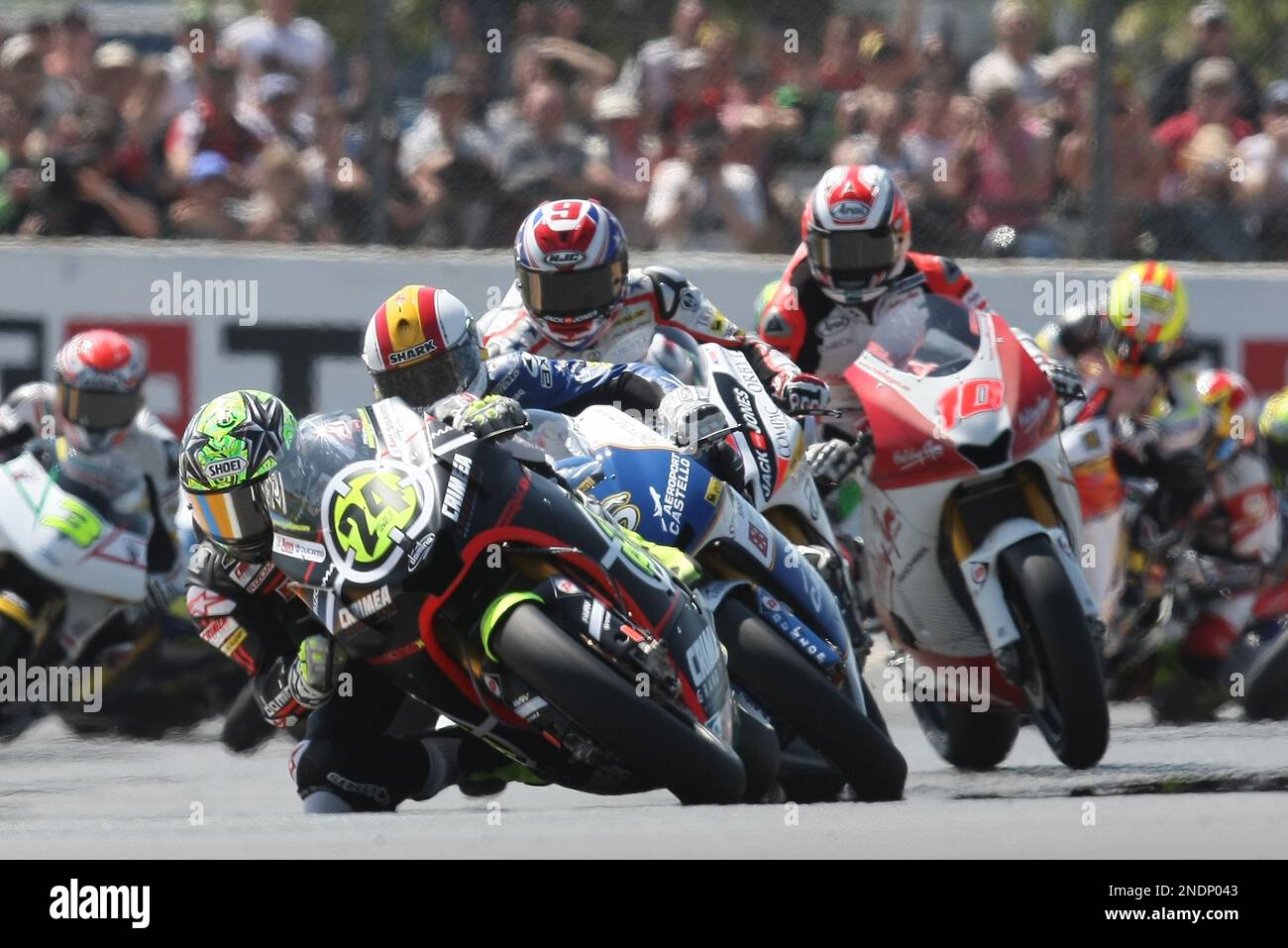 Spanish Moto2 driver Toni Elias leads the pack on his Moriwaki on his ...