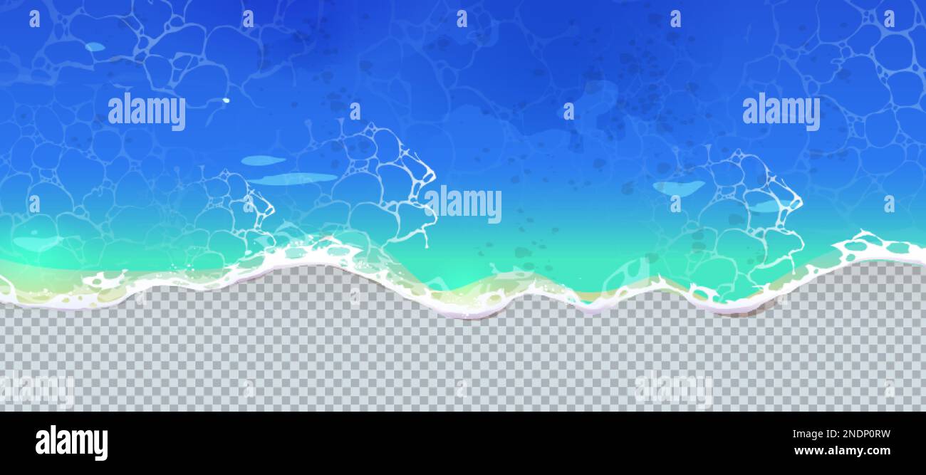 Top view of sea waves on transparent background. Cartoon isolated water ...