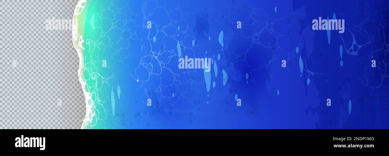 Top view of sea waves on transparent background. Cartoon isolated water ...