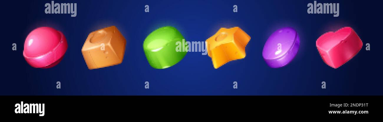 Cartoon set of colorful sweet candies isolated on background. Vector ...