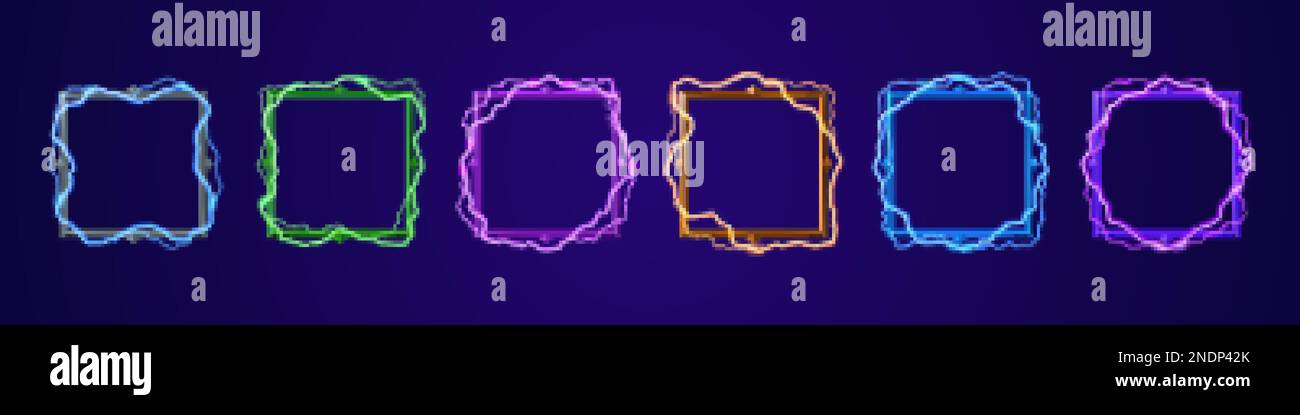 Ui square border for profile avatar in game with electricity lightning ...