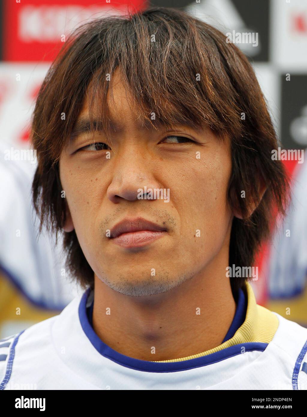Japan's national soccer team player Shunsuke Nakamura poses during a ...