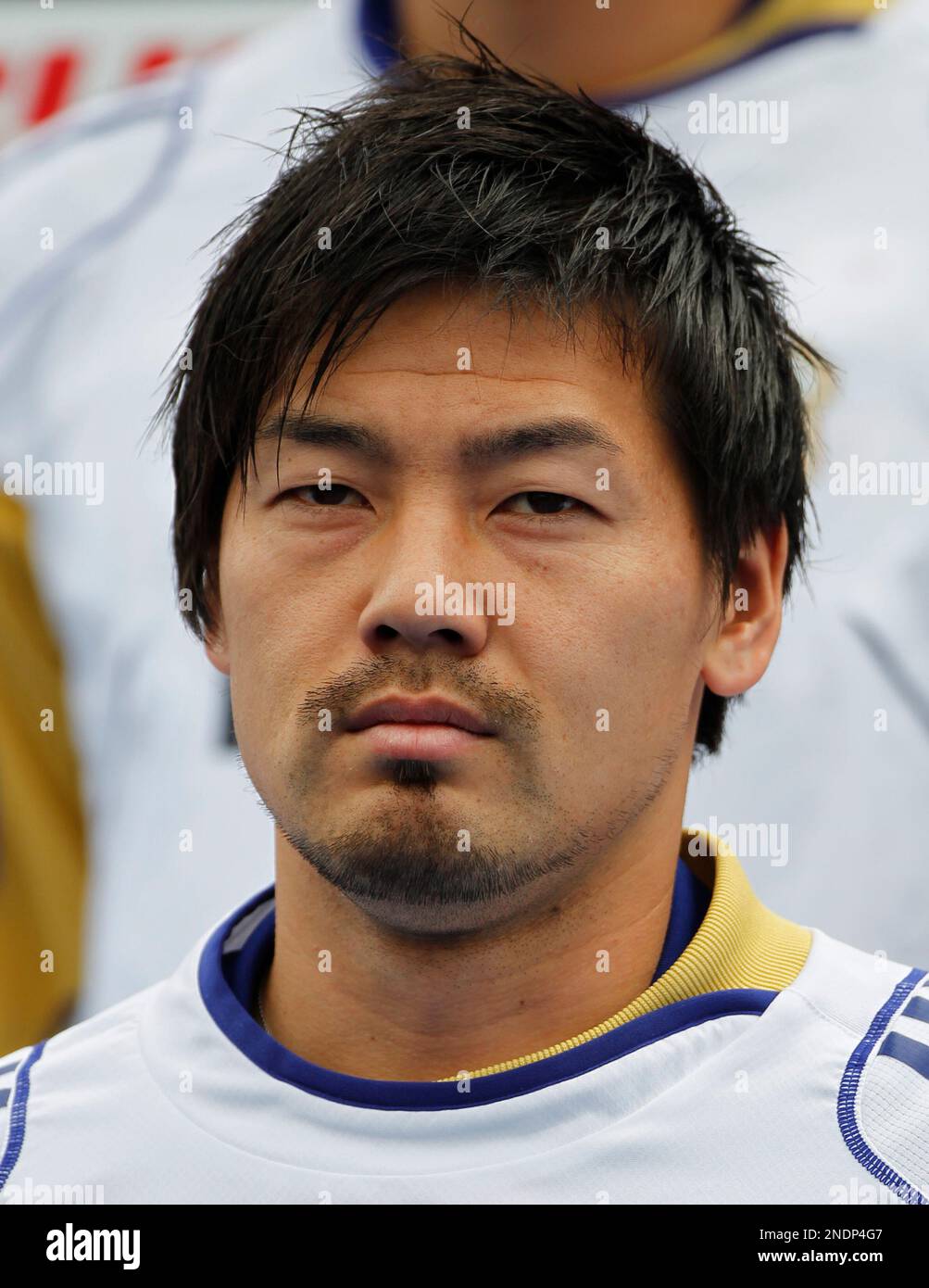 Japan's national soccer team player Daisuke Matsui poses during a pre ...