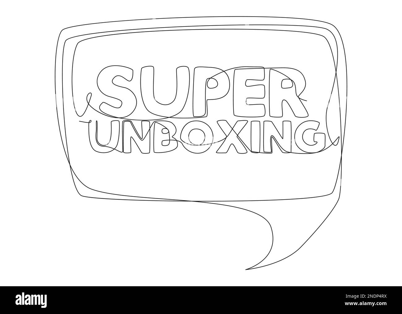 One Continuous Line Of Speech Bubble With Super Unboxing Text Thin