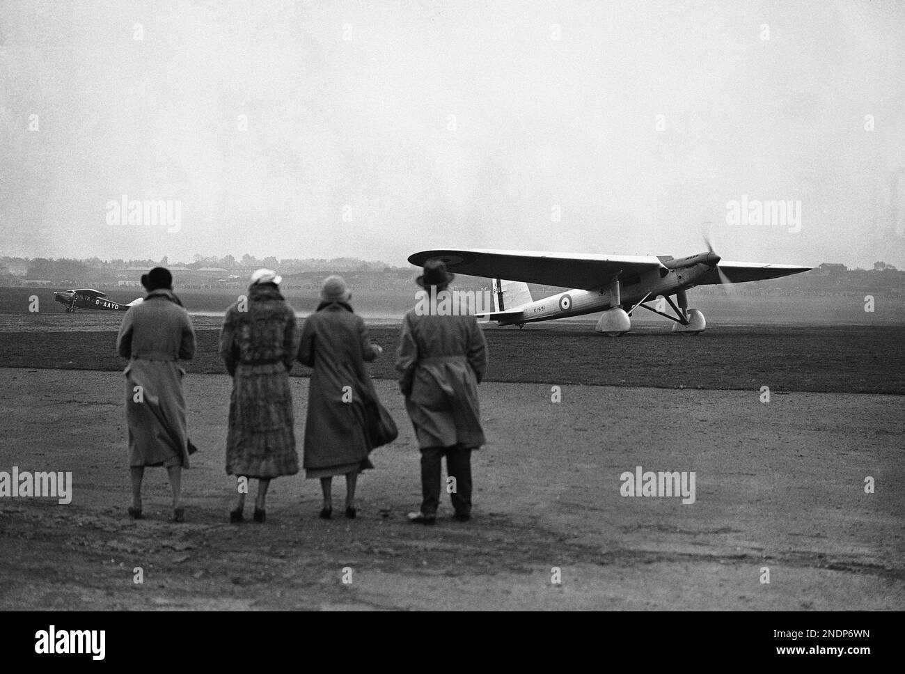 The RAF Fairey Long Distance Monoplane arriving in Farnborough, England ...