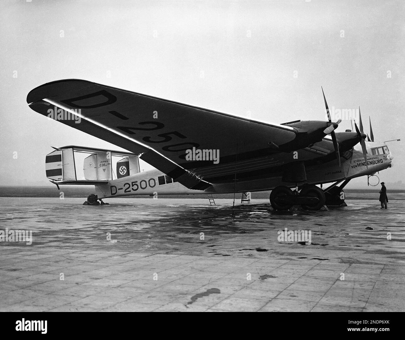 A huge Nazi Swastika painted on the tail of the new German plane Field ...