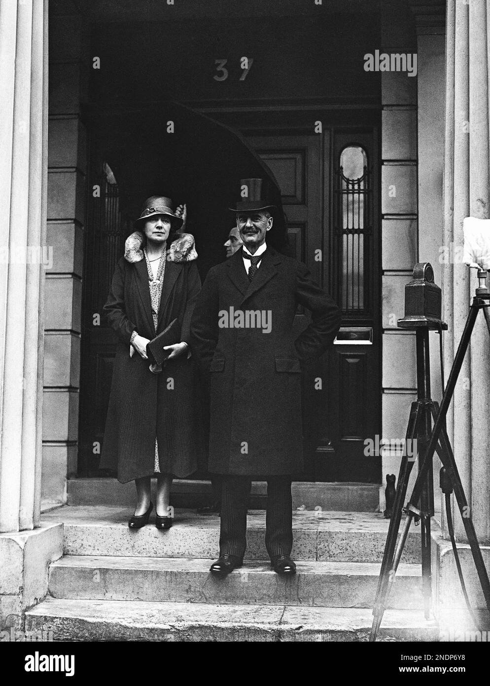 Britain's Neville Chamberlain, Chancellor of the Exchequer with wife ...