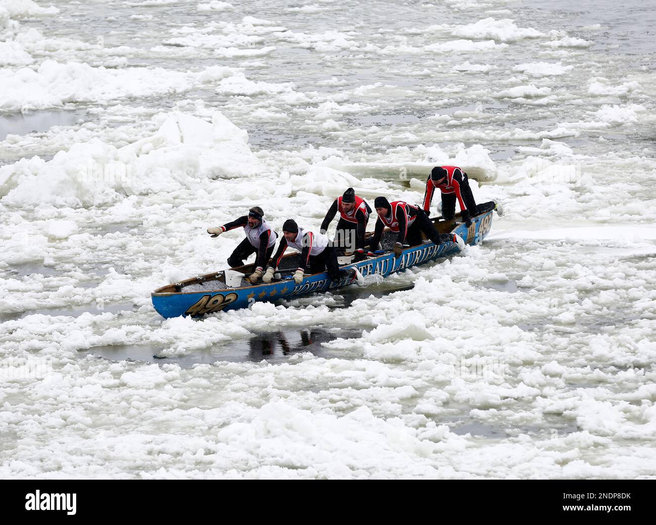 Quebec, Canada - February 5, 2023 : This is the Quebec Ice Canoe Race ...
