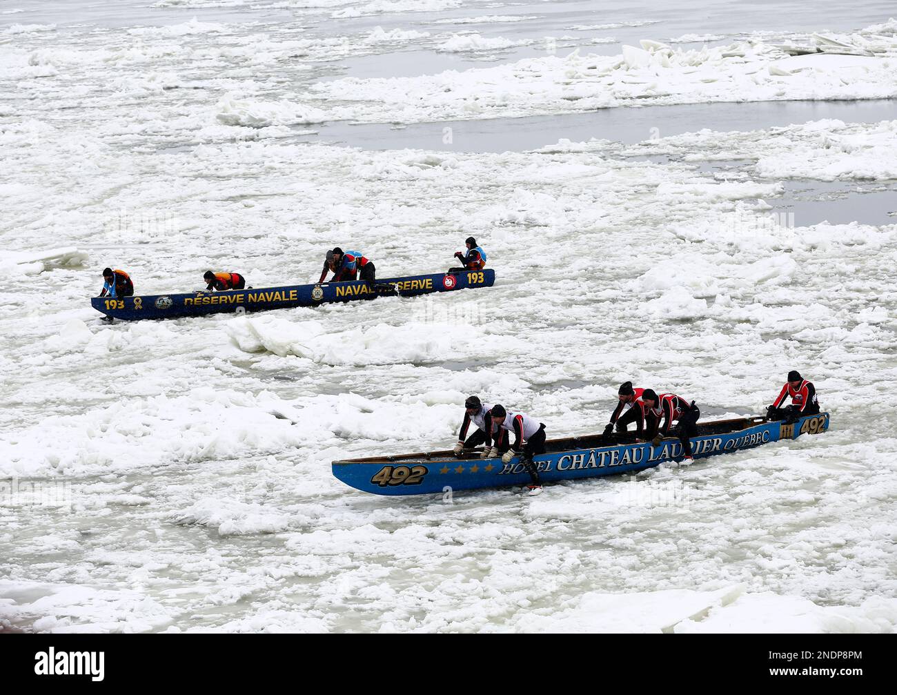 Quebec, Canada - February 5, 2023 : This is the Quebec Ice Canoe Race ...